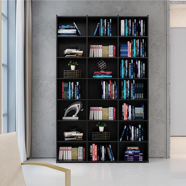 Estante De Livros Escritório 21 Nichos Livreiro Montenegro Preto Casa Mobilia | Leroy Merlin