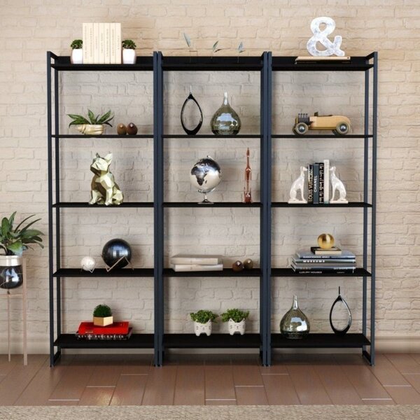 Estante De Livros Industrial Aço 180cmx187cm Kit 3 Estantes 5 ...