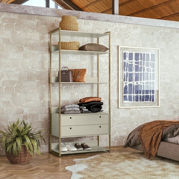 Estante De Livros Industrial Mdf 89cmx200cm 2 Gavetas 5 Prateleiras Off ...