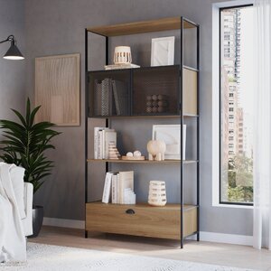 Estante De Livros Industrial Retrô 90cmx180cm Alta 2 Portas 1 Gaveta ...