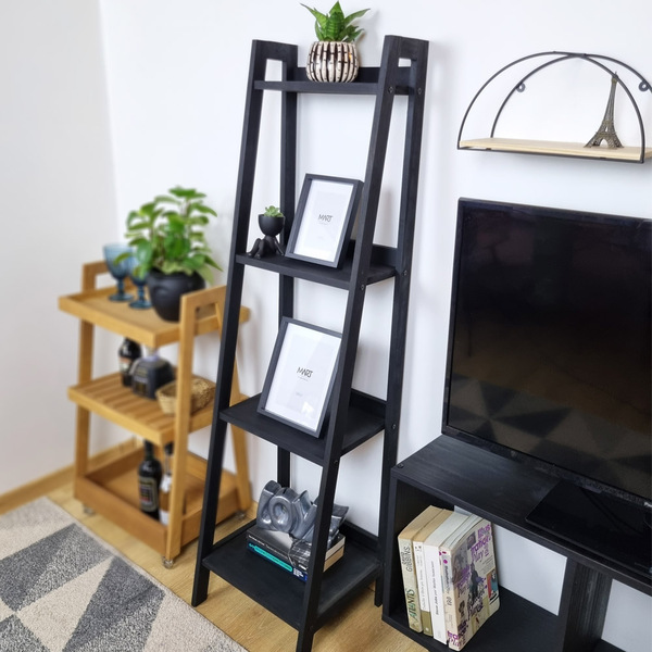 Estante De Madeira Tipo Escada Vitoria 4 Prateleiras - Preto | Leroy Merlin