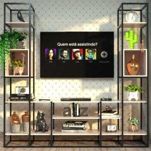 Estante De Metalon E Madeira Para Sala De Estar Geometric Rosa ...