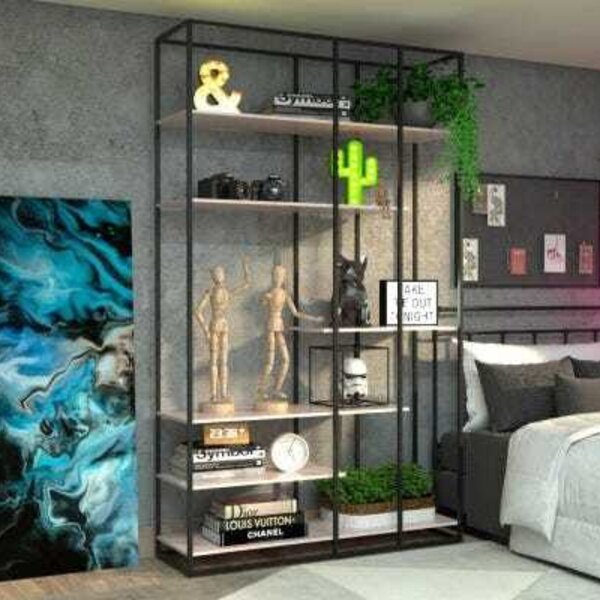 Estante De Metalon E Madeira Para Sala De Estar Oasis Rosa Milkshake ...