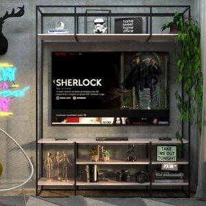 Estante De Metalon E Madeira Para Sala De Estar Silver - Coleção ...