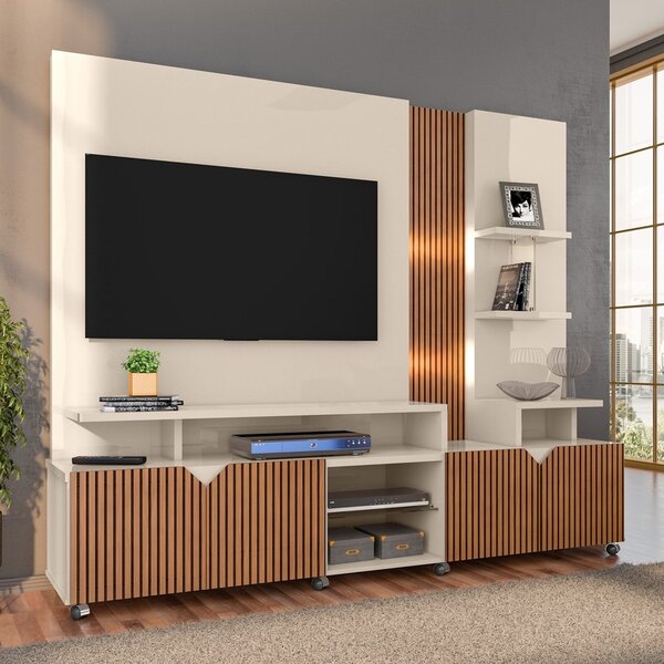 Estante Home Para Tv Até 55 Polegadas Impressão Ripada Cross Lukaliam Off White/tauari | Leroy ...