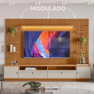 Estante Home Ripado Modulado Para Tv Até 75 Polegadas Nature Off White ...
