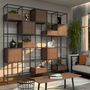 Estante Moderna Estilo Industrial Platinum 200x40x200 Cor Mdf Castanho ...