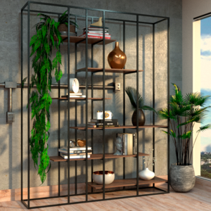Estante Moderna Estilo Industrial Platinum 200x40x200 Cor Mdf Castanho ...