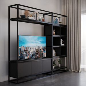 Estante Moderna Estilo Industrial Wonderful 100x40x120 Cor Mdf Preto ...