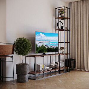 Estante Moderna Estilo Industrial Platinum 150x40x200 Cor Mdf Castanho ...