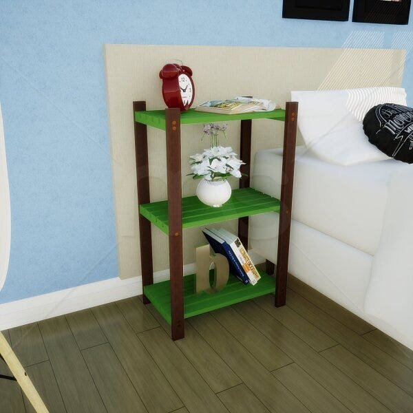 Estante Multiuso Madeira Maciça 3 Prateleiras Colors Verde | Leroy Merlin