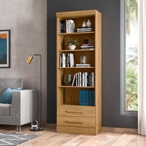 Estante Para Livros 5 Prateleiras 2 Gavetas Freijo Toq | Black Friday ...