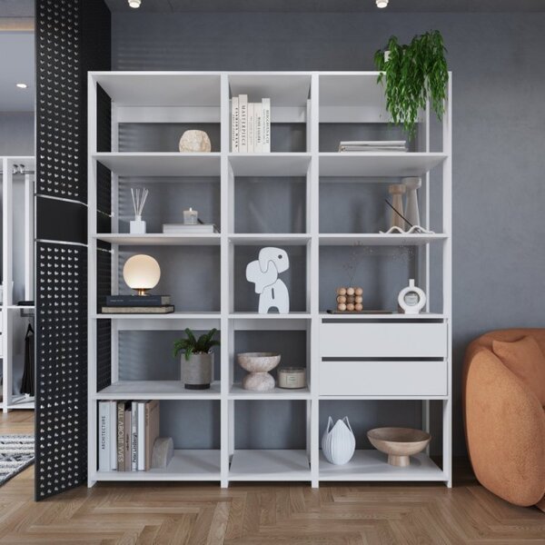 Estante Para Livros Modular 3 Peças Com 2 Gavetas E 14 Nichos Easy ...