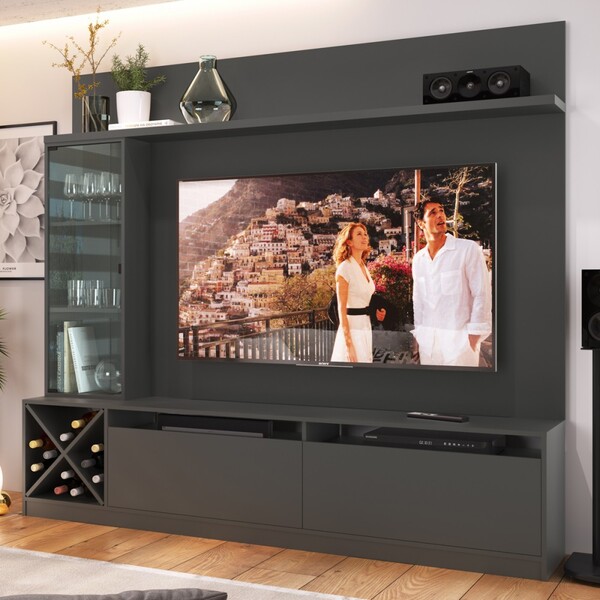 Estante Para Tv Até 50 Polegadas 3 Portas Preto - Pnr Móveis | Leroy Merlin