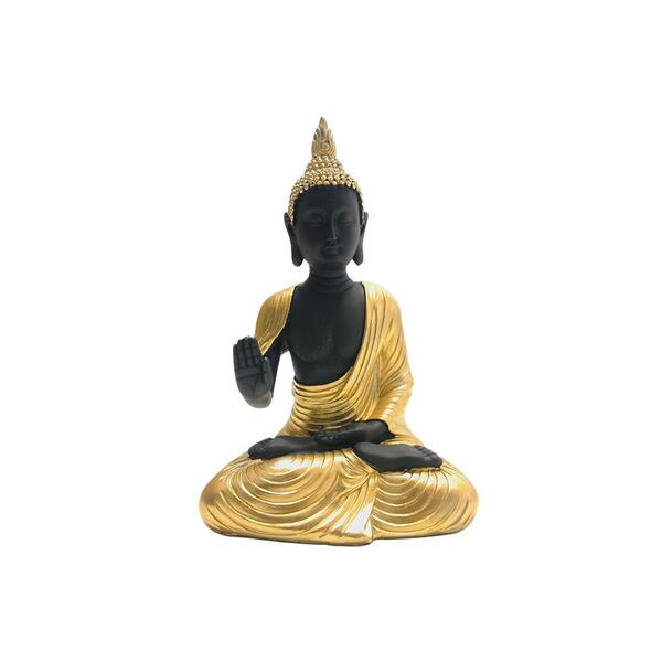 Estatueta De Resina Elby Buddha Meditando 18cm Preto E Dourado | Leroy ...