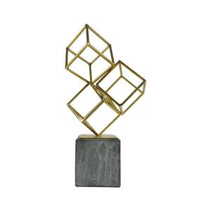Estatueta De Resina Elby Cubos 40cm Dourado | Leroy Merlin