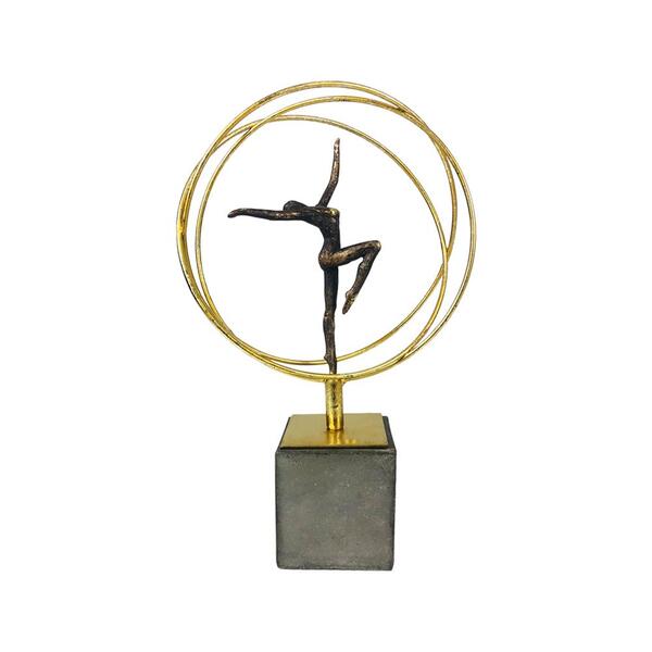 Estatueta De Resina Elby Dançarina No Círculo 37cm Dourado | Leroy Merlin
