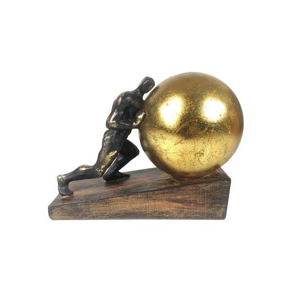 Estatueta De Resina Elby Homem Empurrando Bola 17cm Dourado | Leroy Merlin