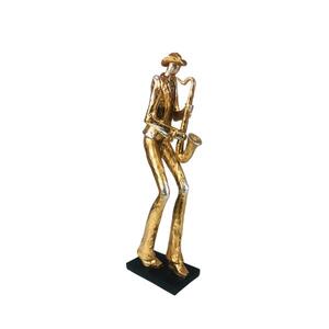 Estatueta De Resina Elby Músico Com Saxofone 48cm Dourado | Leroy Merlin
