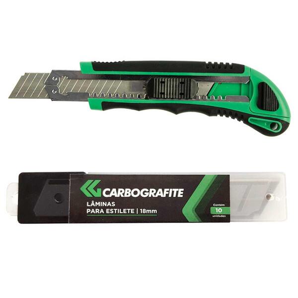 Estilete Cg Auto Lock Com 4 Lâminas 18mm De Aço Com Trava + Lâmina Para ...
