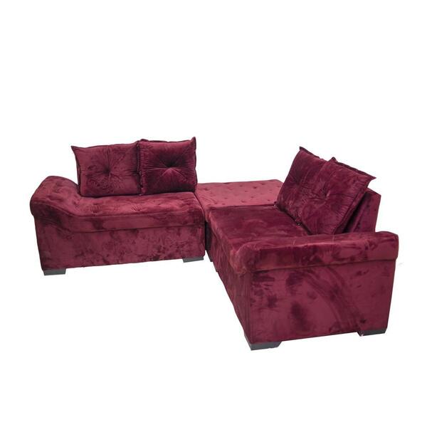 Estofado De Canto Itália Com Puff Vinho - Design | Leroy Merlin