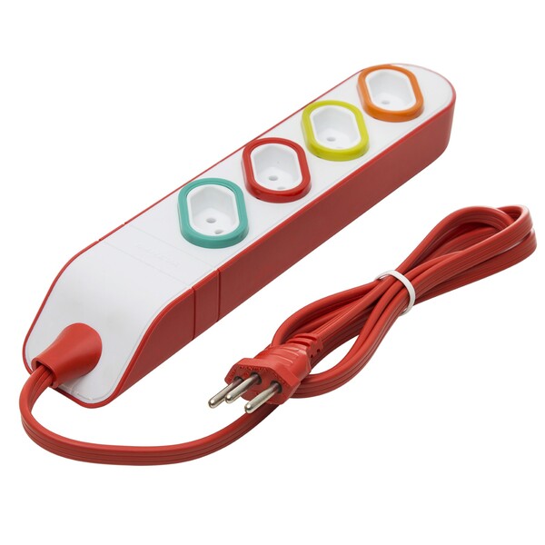 Extensão Elétrica 5 Metros 4 Tomadas 10A Vermelho Daneva Multitomadas ...