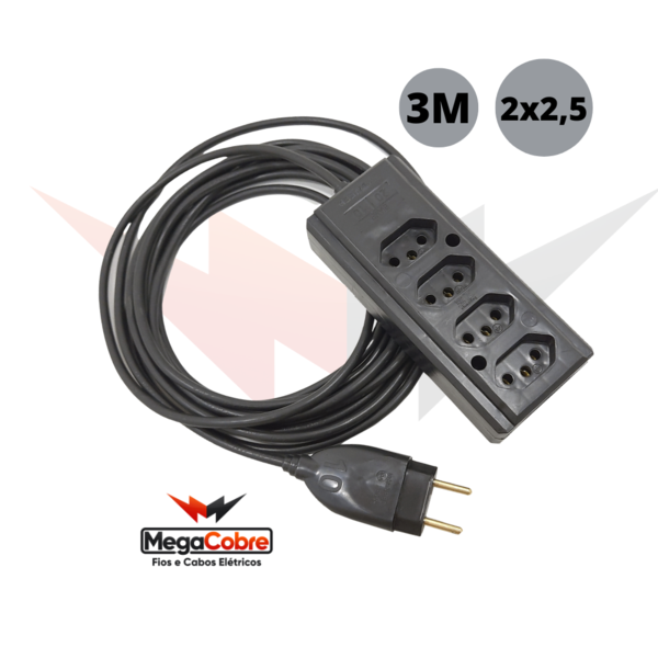Extensão Eletrica Capa Dupla De Cabo Pp 2x2,5 Quadrupla 3 Metros | Black Friday Leroy Merlin