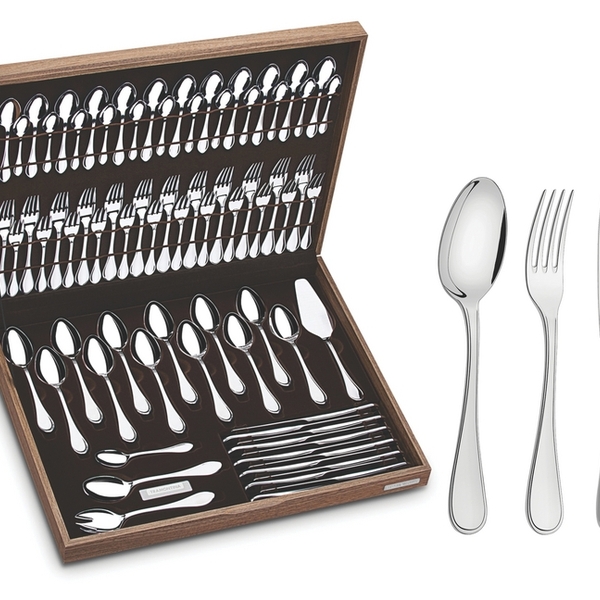 Faqueiro Aco Inox Com Facas Forjadas E Estojo De Madeira 76 Pc ...