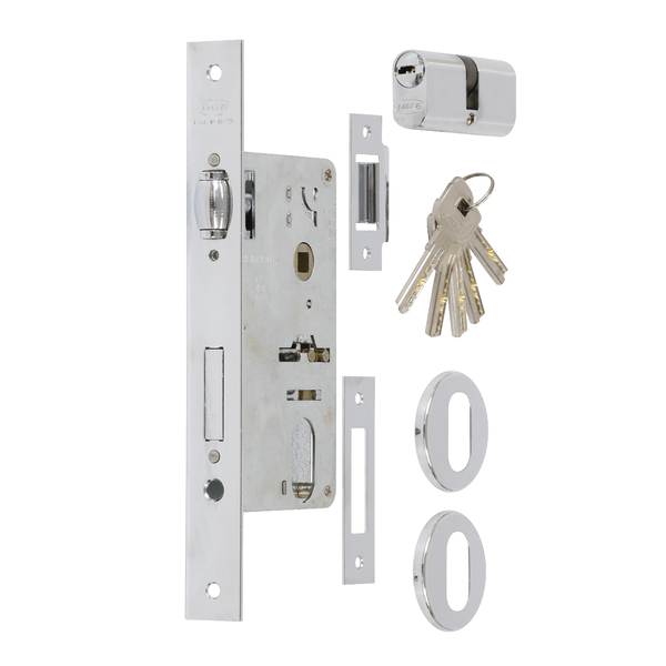 Fechadura Imab Trinco Rolete para Porta Pivotante Cromado 55mm Chave ...