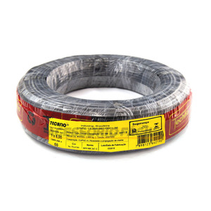 Fio Cabo Elétrico 6mm Techfio Flexível 750v Preto Rolo Com 50 Metros ...