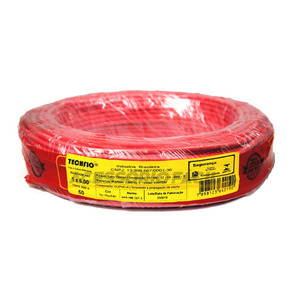 Fio Cabo Elétrico 6mm Techfio Flexível 750v Vermelho Rolo Com 50 Metros ...