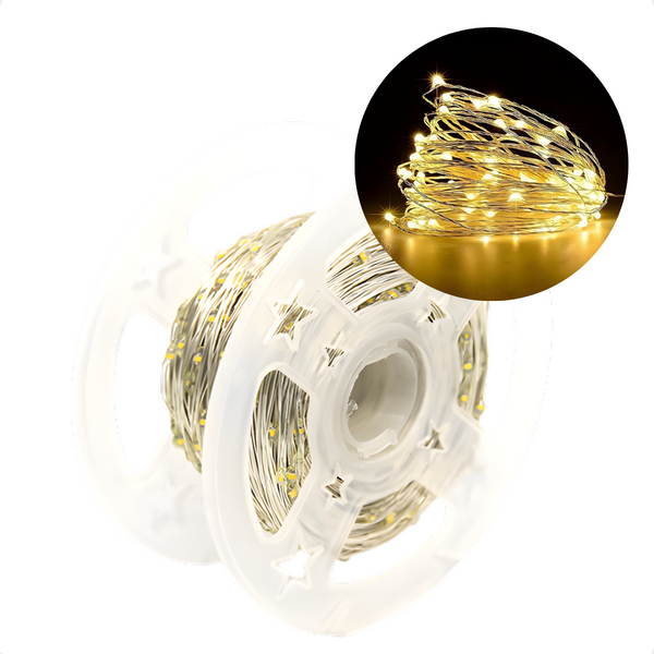 Fio De Luz Fada Led 500 Leds 48m Bivolt 8 Funções Branco Quente Cabo ...