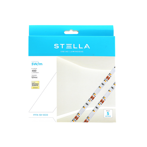 Fita Led Profissional Stella Eco 5w/m 12v Ip20 5m 3000k Branco Quente ...