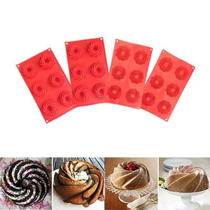 Forma Mini Bolo Cupcake Espiral Silicone Vermelha 6 Cavidades Kit Com 4 ...