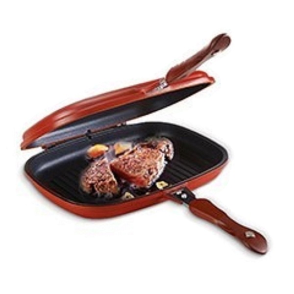 Frigideira Dupla Vermelha Grill Com Vedação Em Silicone Imã | Leroy Merlin
