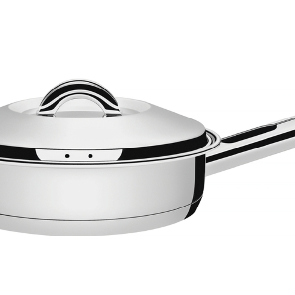 Frigideira Em Aco Inox Com Fundo Triplo Tampa Cabo E Alca 28 Cm 4,8 L ...