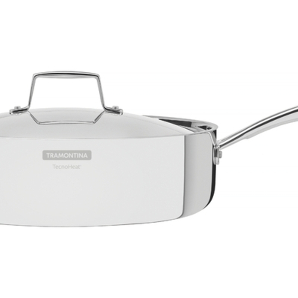 Frigideira Grano Em Aco Inox Com Corpo Triplo Com Tampa E Cabo 30 Cm 5 ...