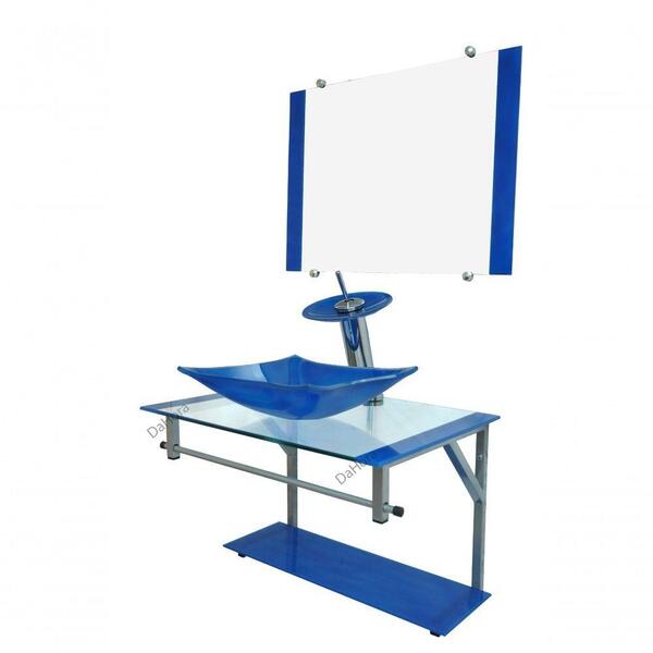 Gabinete Azul 60cm De Vidro + Torneira Cascata -cq34- Dahora | Leroy Merlin