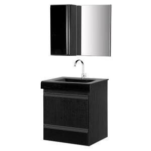 Gabinete De Banheiro Com Espelheira Kit Natal 50cm Cor:nero-preto ...