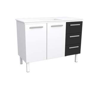 Gabinete De Cozinha Preto Em Aço 117cm 3 Gavetas Venus Flat Cozimax ...