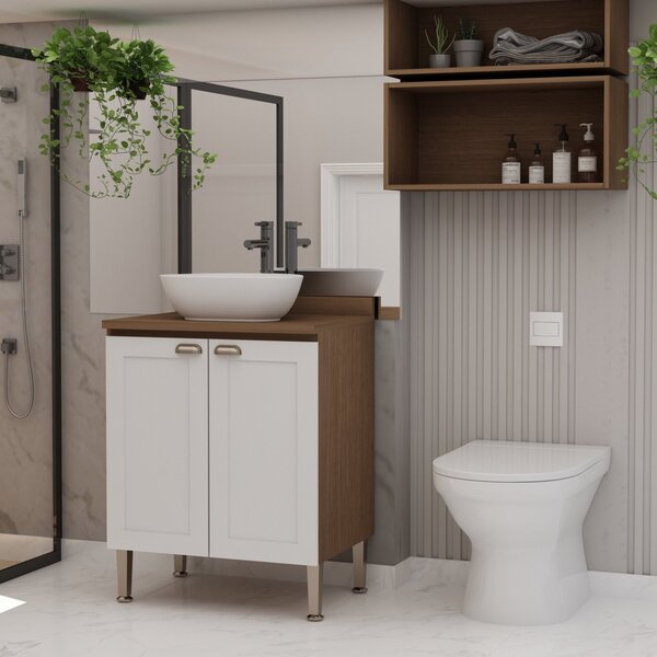 Gabinete Para Banheiro 2 Portas Com 2 Nicho Acquaflex Ébano/branco ...