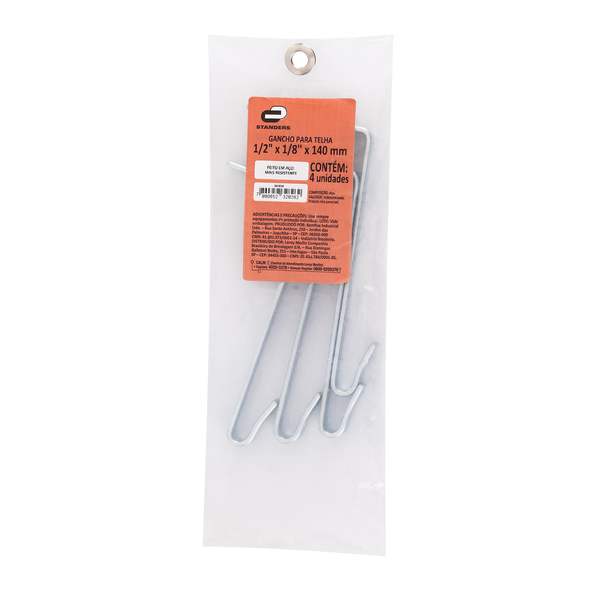 Gancho Chato para Telha "L" 1/2"x1/8"x140mm Aço 4 peças | Leroy Merlin