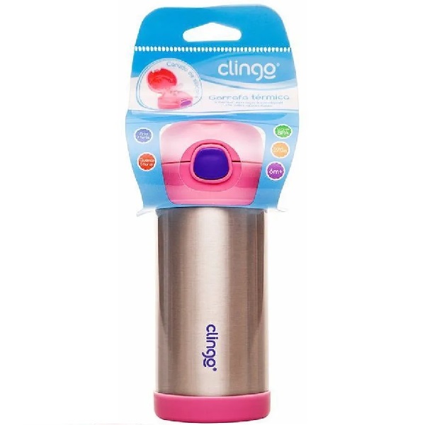 Garrafa Termica Infantil Aço Inox Clingo - Inox/rosa | Leroy Merlin