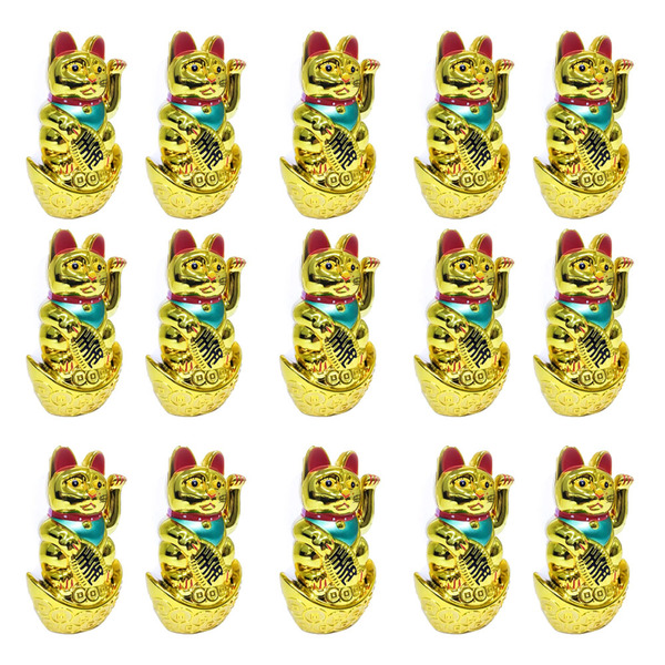 Gato Da Sorte Manekineko Kit 15 Unid Dinheiro Balança Mão Maneki Neko ...
