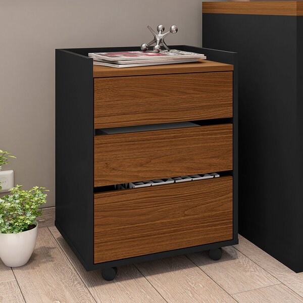 Gaveteiro Para Escritório Com Rodízios 3 Gavetas Studio Nogueira Caiena ...