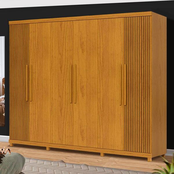 Guarda Roupa 100% Em Mdf Com 6 Portas E 4 Gavetas Naturale Ripado Arden ...