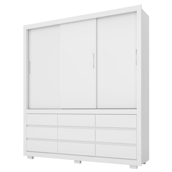 Guarda Roupa 3 Portas 9 Gavetas Detroid D02 Branco - Mpozenato | Leroy ...