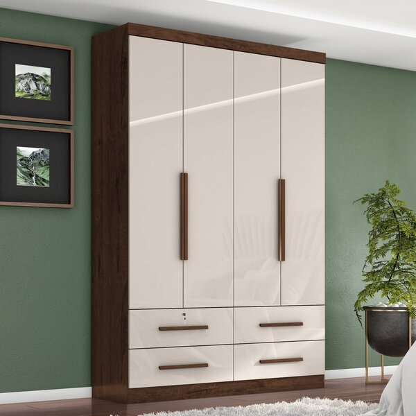 Guarda Roupa 4 Portas 4 Gavetas Maximus Plus Jacaranda/off White ...