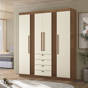 Guarda-roupa 4 Portas 4 Gavetas Mdp Aurora Jatobá/ Areia | Leroy Merlin
