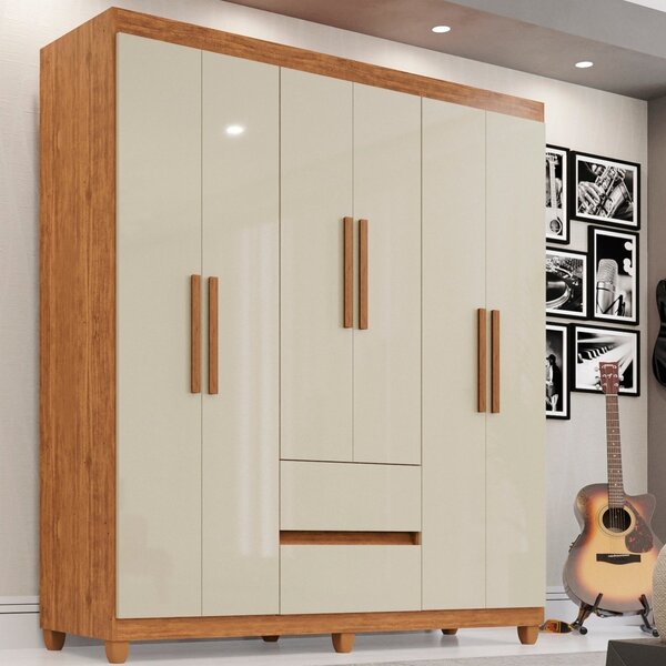 Guarda-roupa 6 Portas 2 Gavetas Dubai Plus Cinamomo/off-white | Leroy ...
